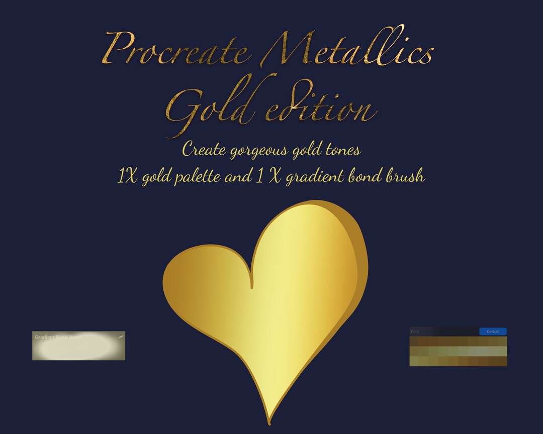 Gold Metallic Procreate Colour Kit - 1 X Swatch Palette and 1 Gradient ...