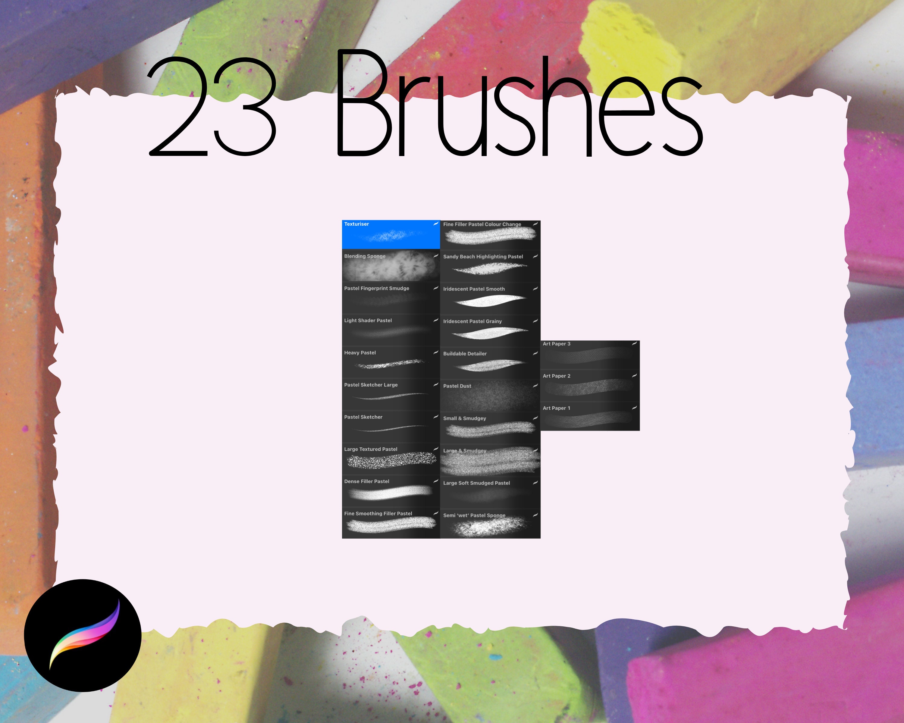 Pastel Brushes for Procreate X 23 Includes Paper Textures & | Etsy