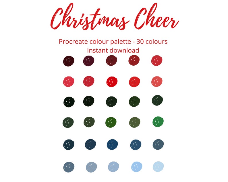 Christmas Cheer - Procreate Colour Swatch / Palette - 30 Colours ...