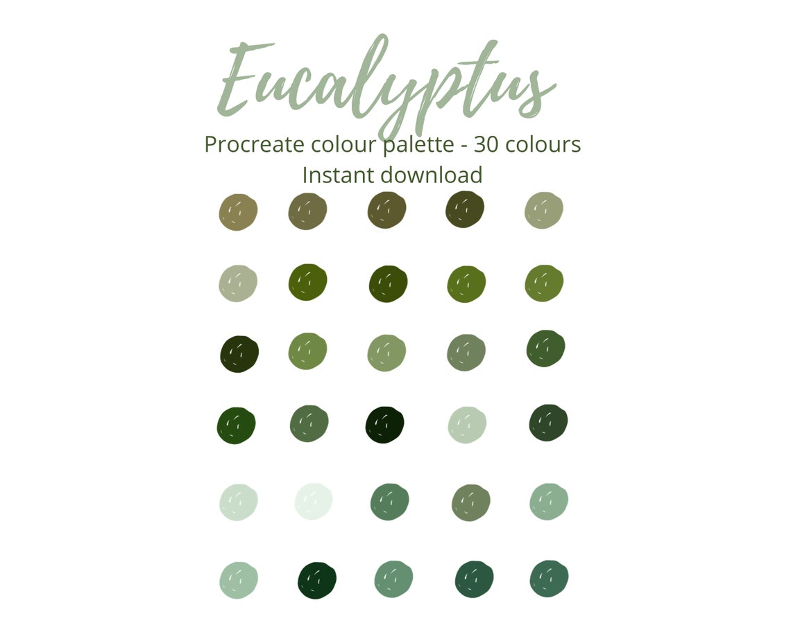 Eucalyptus - Procreate Colour Palette / Swatch - 30 X Green Colours ...
