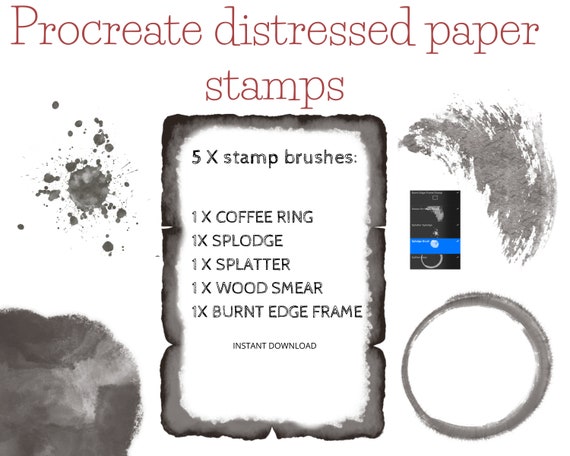 Distressed Vintage Paper Procreate Stamp Brush Set 5 X Stamp | Etsy
