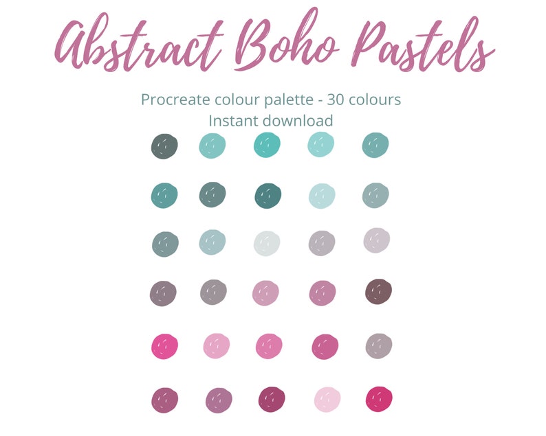 Abstract Boho Pastels Procreate Colour Palette / Swatch X 30 Colour ...