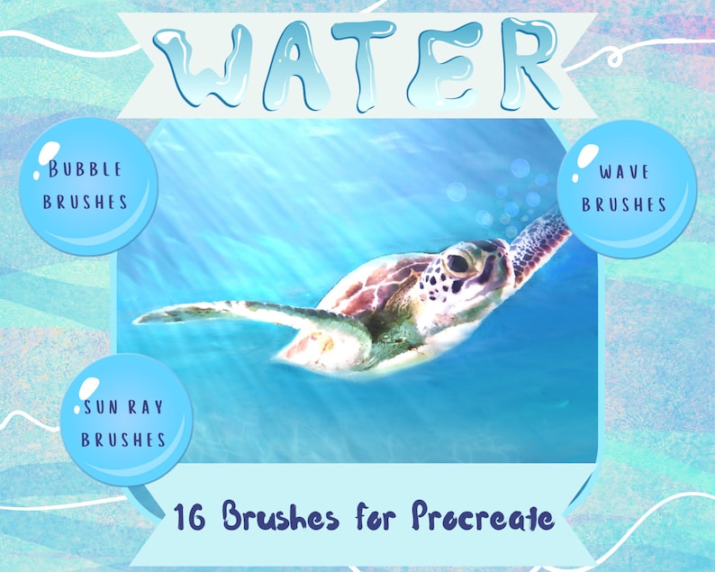 Water Brushes for Procreate X 16 - Includes Light Rays, Waves, and Bubbles - Instant Download ...