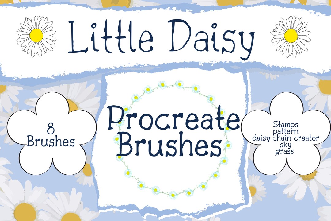 Little Daisy Procreate Brushes X 8 - Includes Stamps, Pattern/texture ...