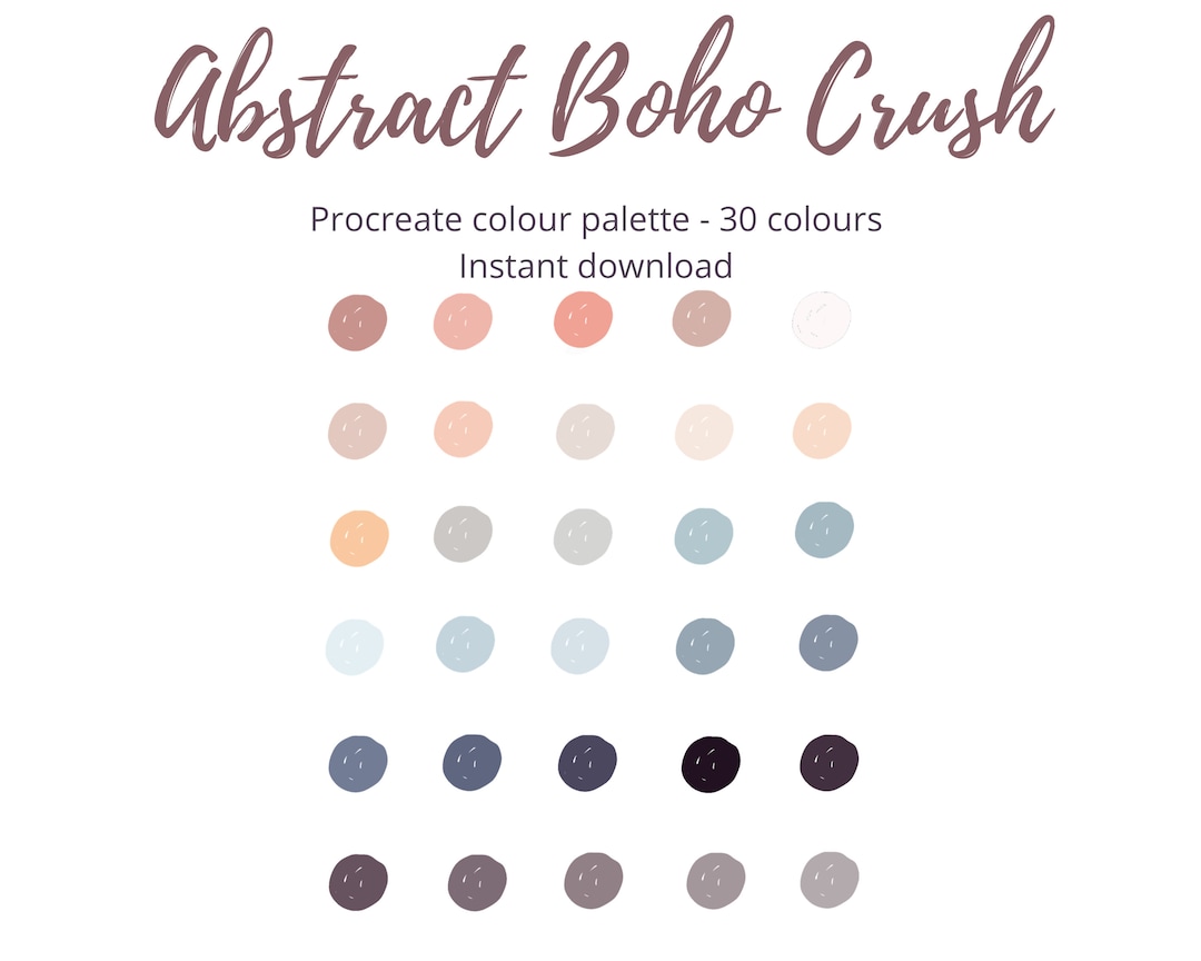Abstract Boho Crush Procreate Colour Palette / Swatch X 30 Colour ...