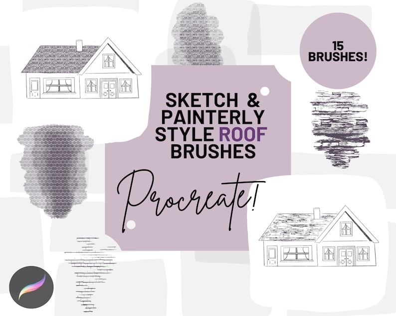 Roof Brushes for Procreate - Sketch Painterly Texture X 18 Instant ...
