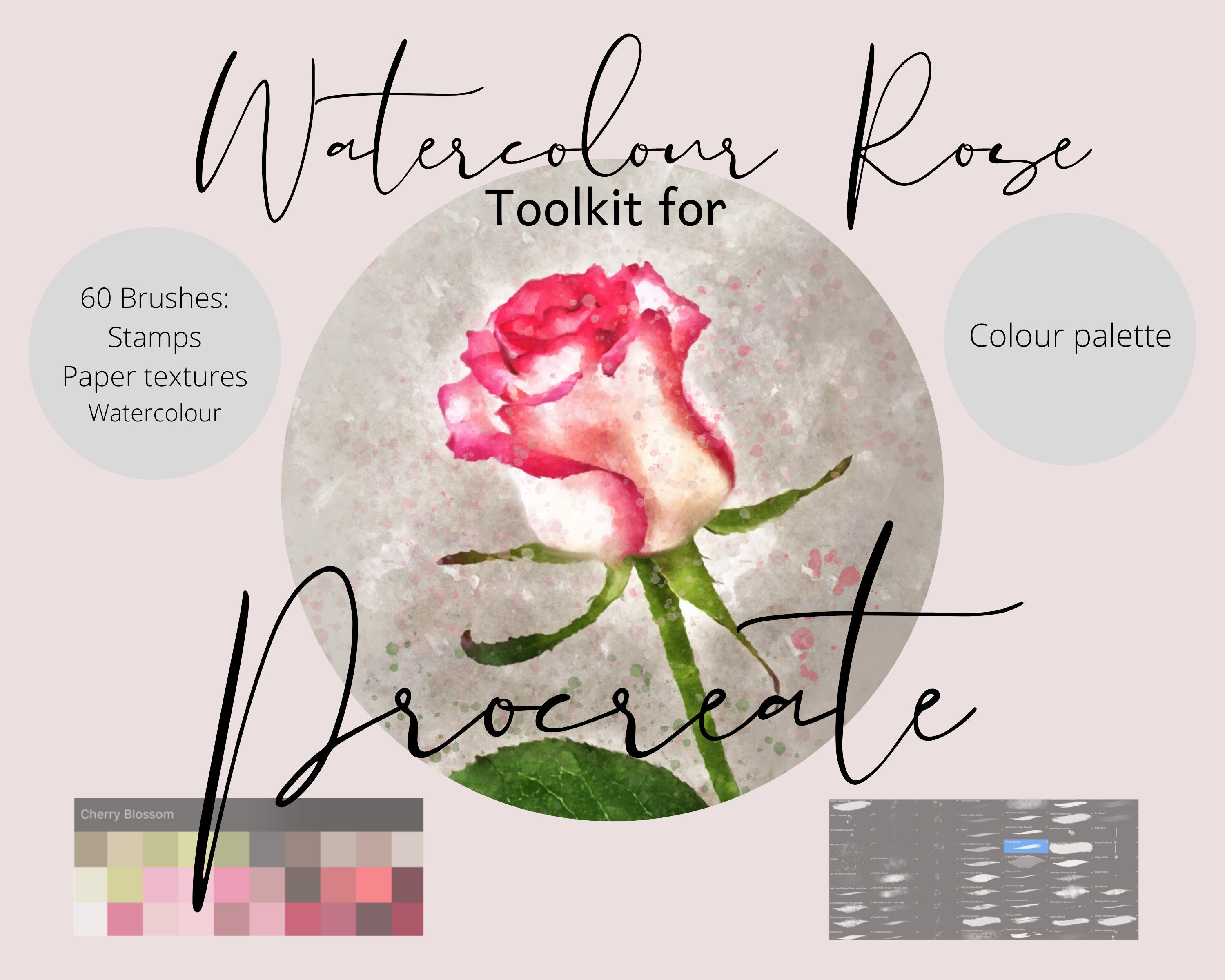 Rose Watercolour Toolkit for Procreate 58 X Brushes - Etsy