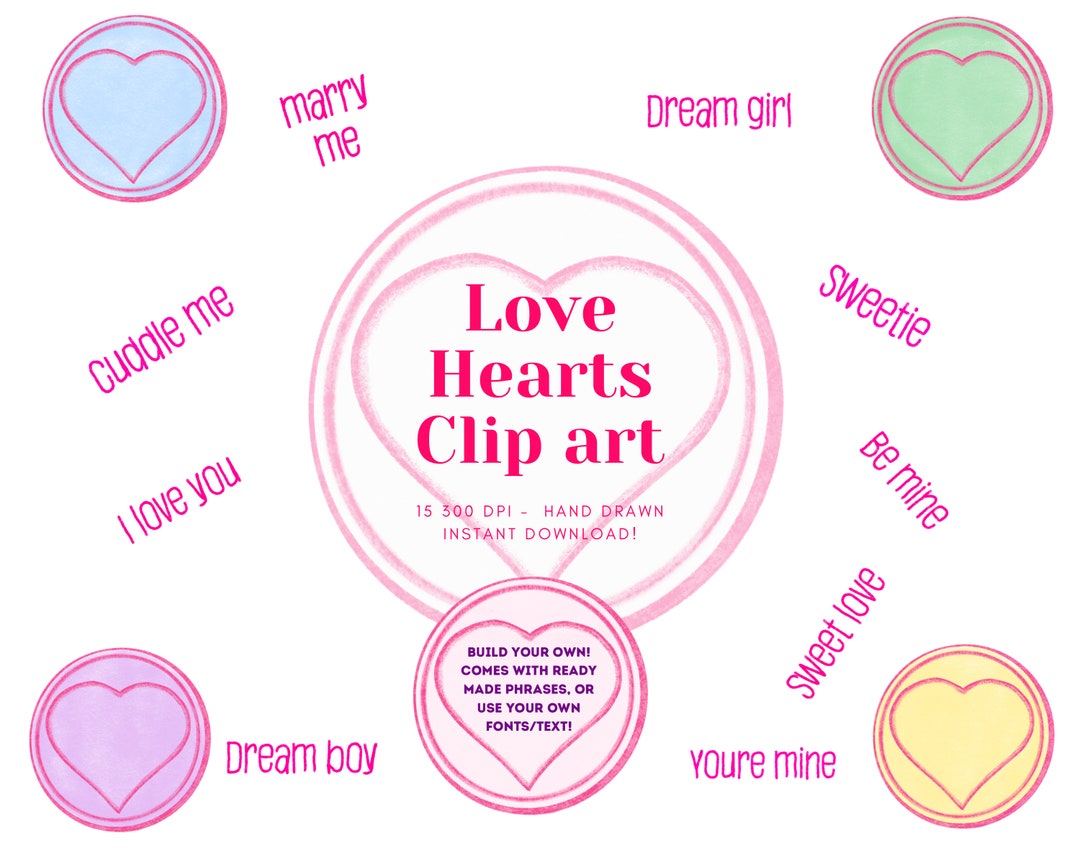 LOVE HEARTS - Clip Art Illustrations/design Elements - X 15 300 Dpi PNG ...