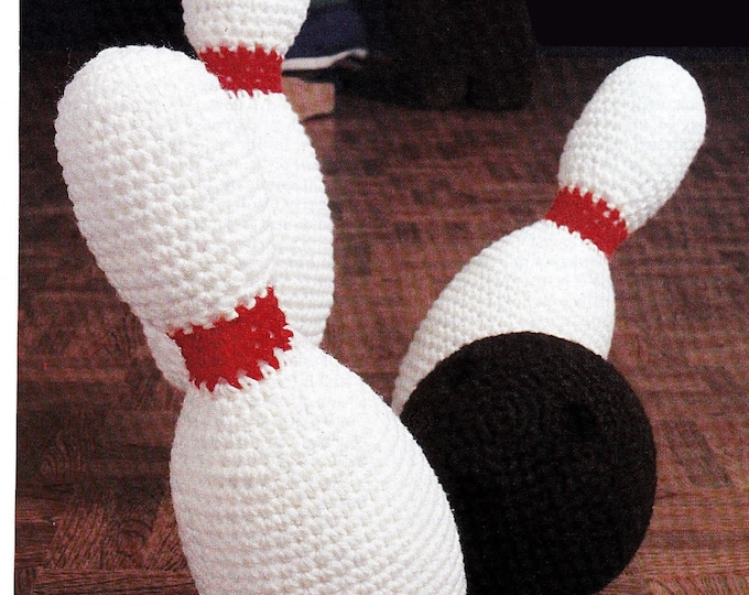 Vintage Crochet Pattern Bowling Game Amigurumi Toy Ball Pins DIY Rainy ...