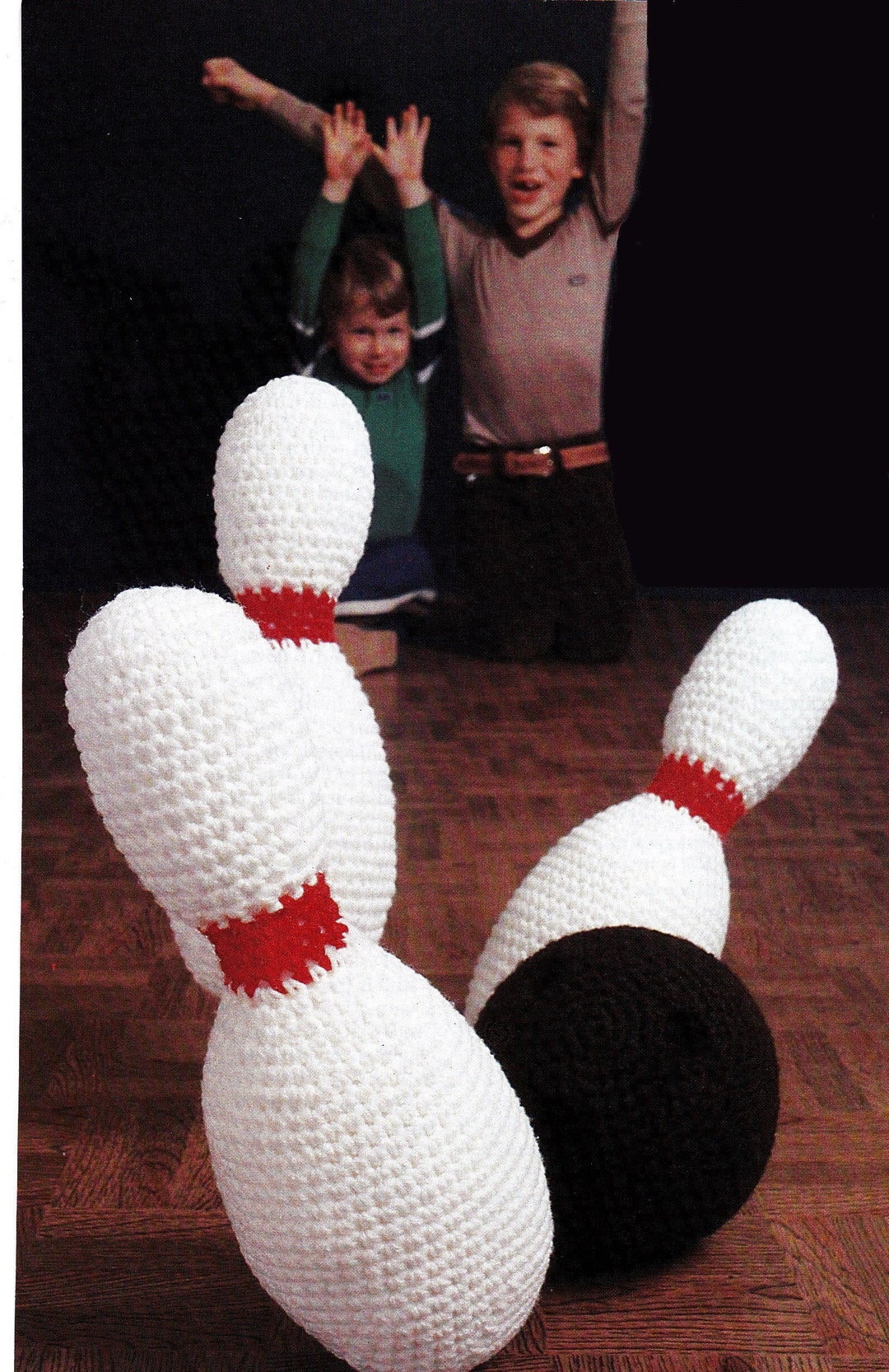 Vintage Crochet Pattern Bowling Game Amigurumi Toy Ball Pins DIY Rainy ...