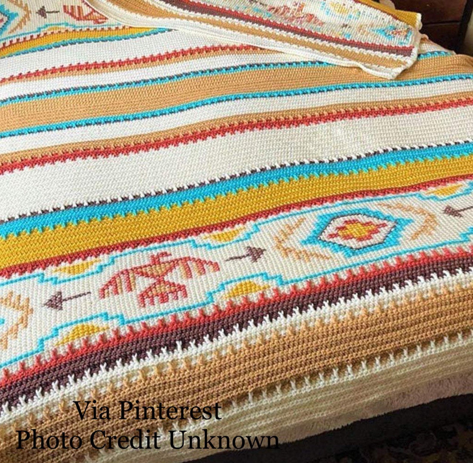 Lovely Indian Blanket Vintage Crochet Pattern Instant Digital Download ...