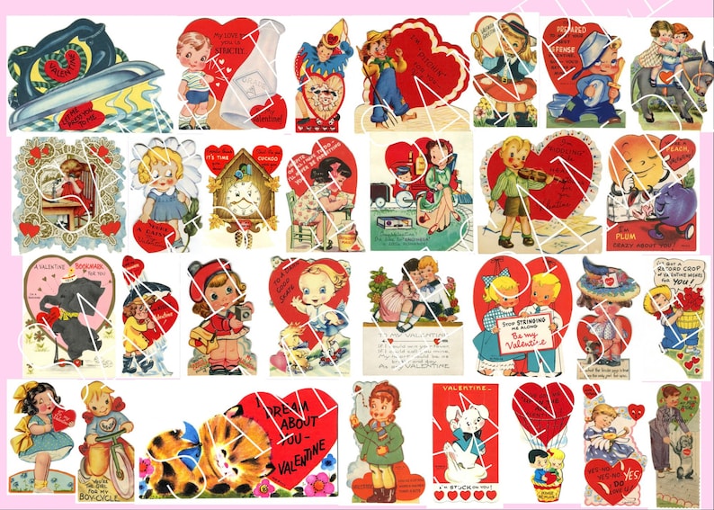 56 Printable Vintage Valentines Day Cards 1950s Retro 1960s - Etsy
