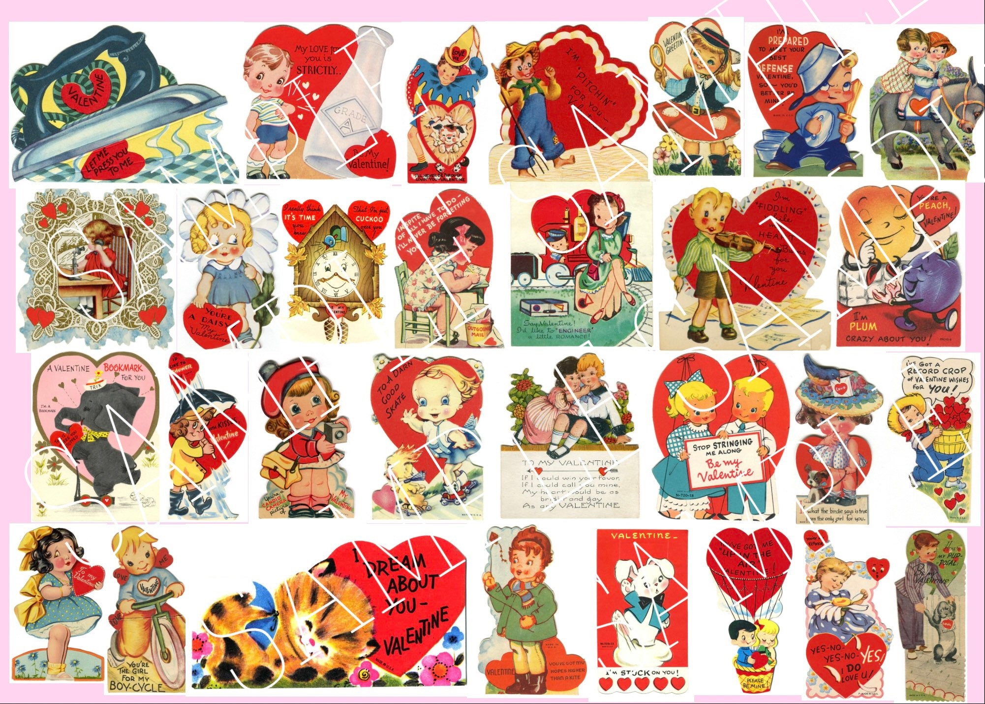 56 Printable Vintage Valentines Day Cards 1950s Retro 1960s - Etsy