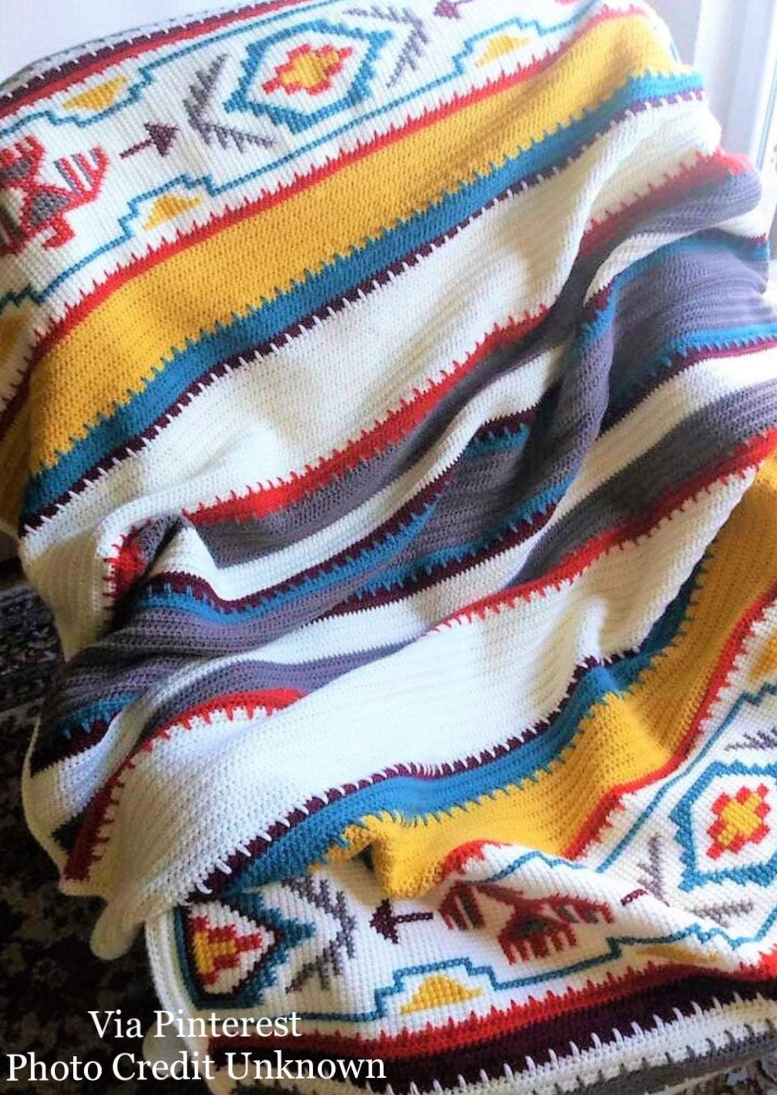 Lovely Indian Blanket Vintage Crochet Pattern Instant Digital Download ...