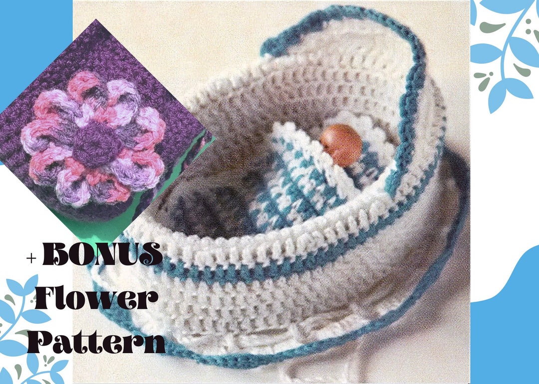 Vintage Crochet Pattern Cradle Purse, Blanket, Pillow for Small Dolls ...