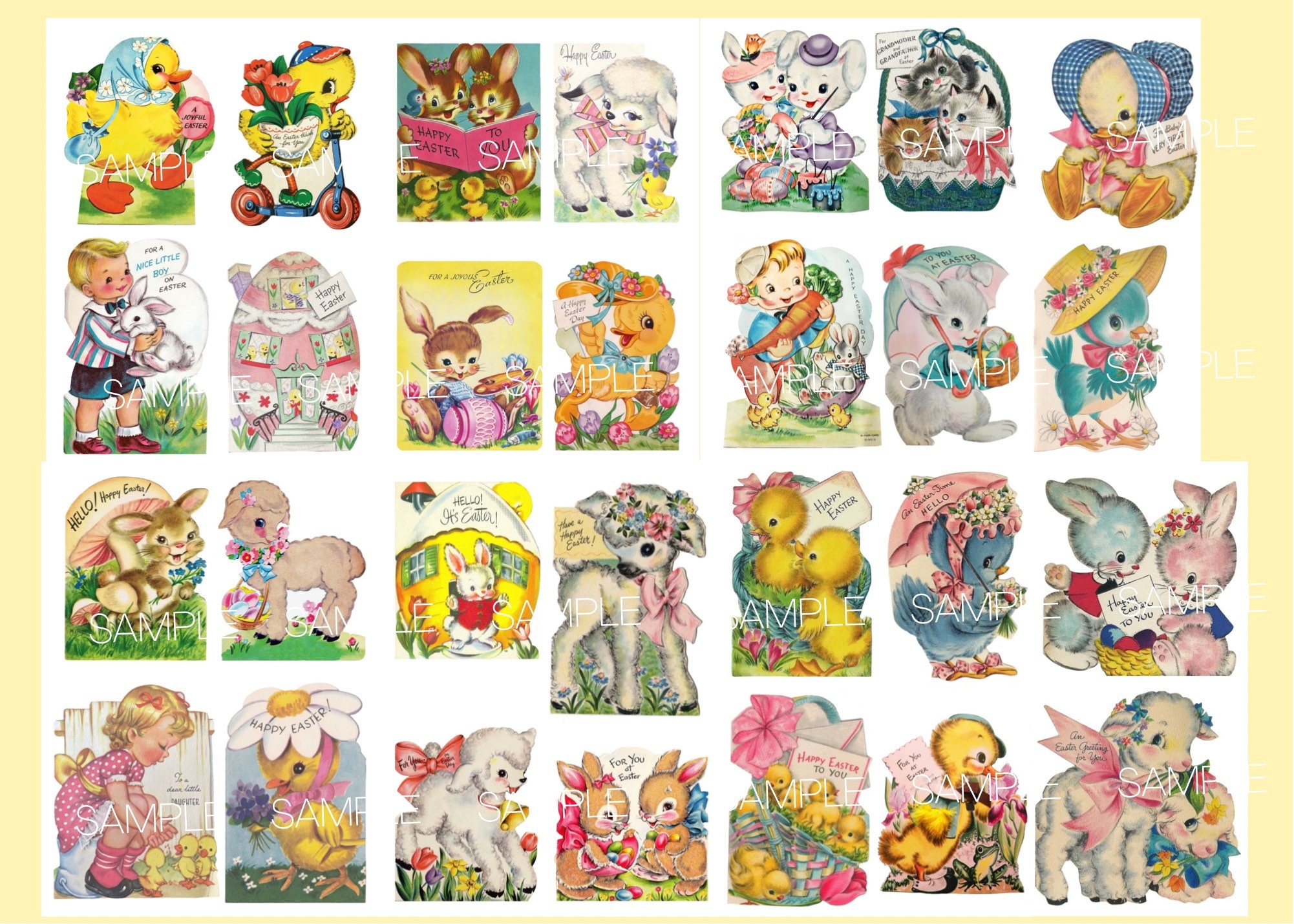 56 Vintage Printable EASTER Cards Digital Download 1950s - Etsy