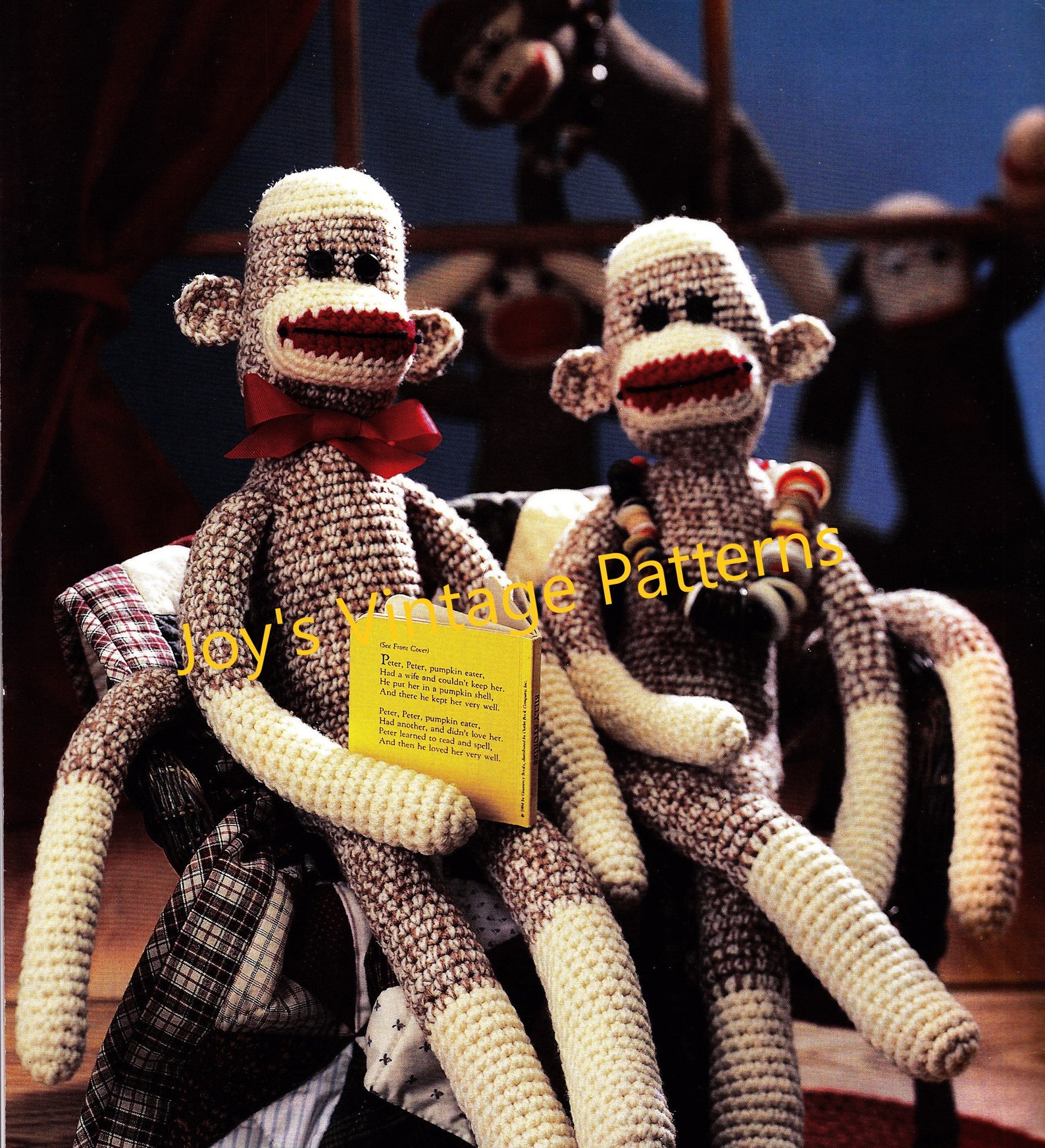 Vintage Sock Monkey Crochet Pattern / Boy & Girl / Clothes Hats Shoes ...