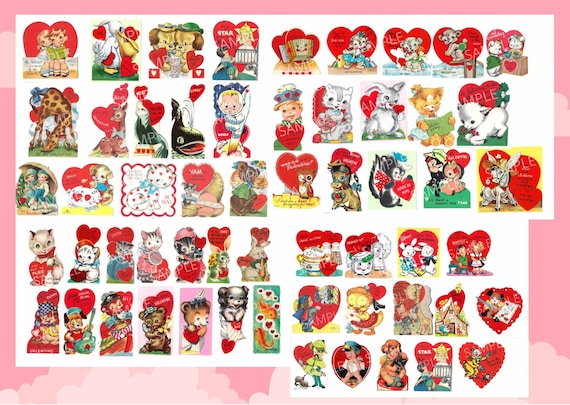 57 Printable Vintage Valentines Day Cards 1950s Retro 1960s | Etsy