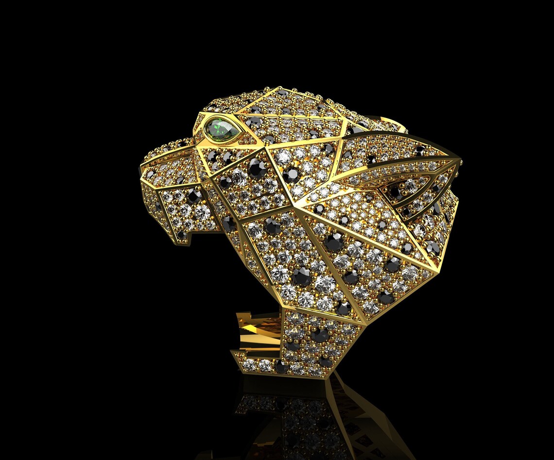 14k Gold Over Tiger Ring Diamond Tiger Ring Man Tiger Ring - Etsy