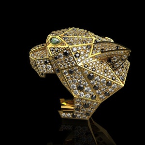 14k Gold Over Tiger Ring Diamond Tiger Ring Man Tiger Ring - Etsy