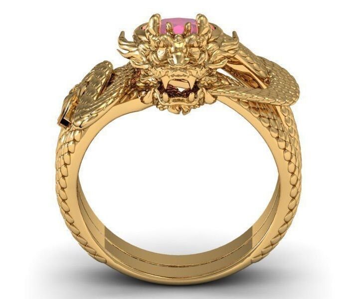 14K Gold Over Diamond Dragon Ring Dragon Ring Ruby Dragon - Etsy