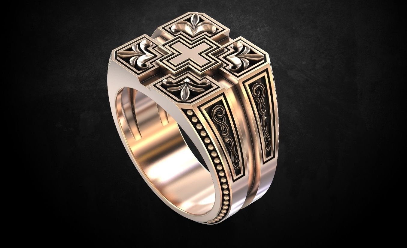 925 Sterling Silver Jerusalem Cross Ring Crusader Ring Knights | Etsy