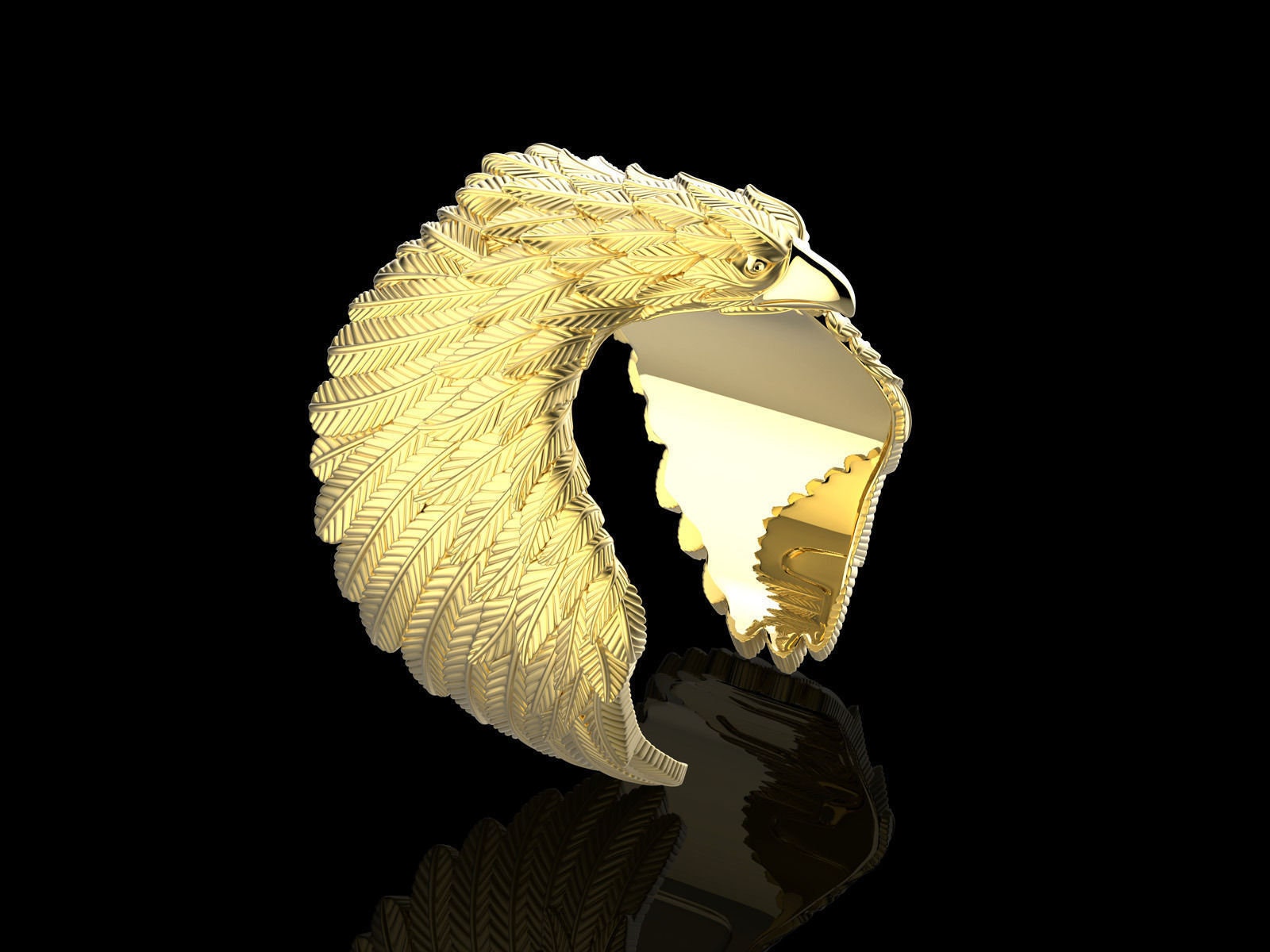 14k Yellow Gold Over Eagle Ring American Eagle Ring Bird - Etsy