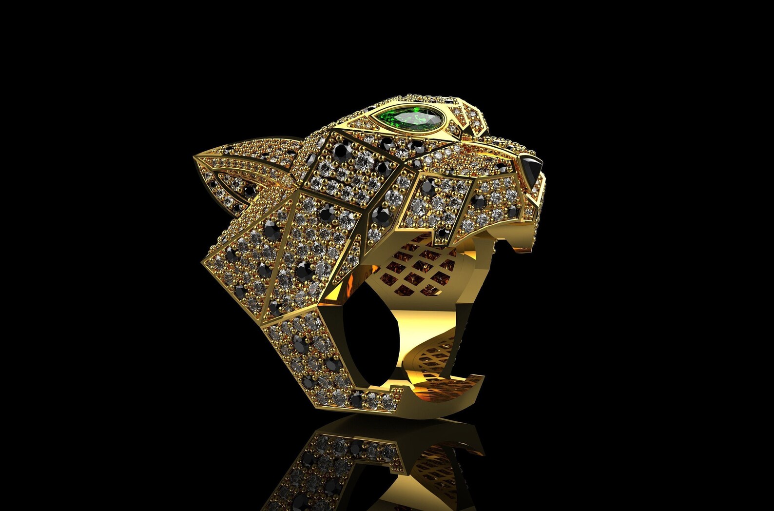 14k Gold Over Tiger Ring Diamond Tiger Ring Man Tiger Ring - Etsy