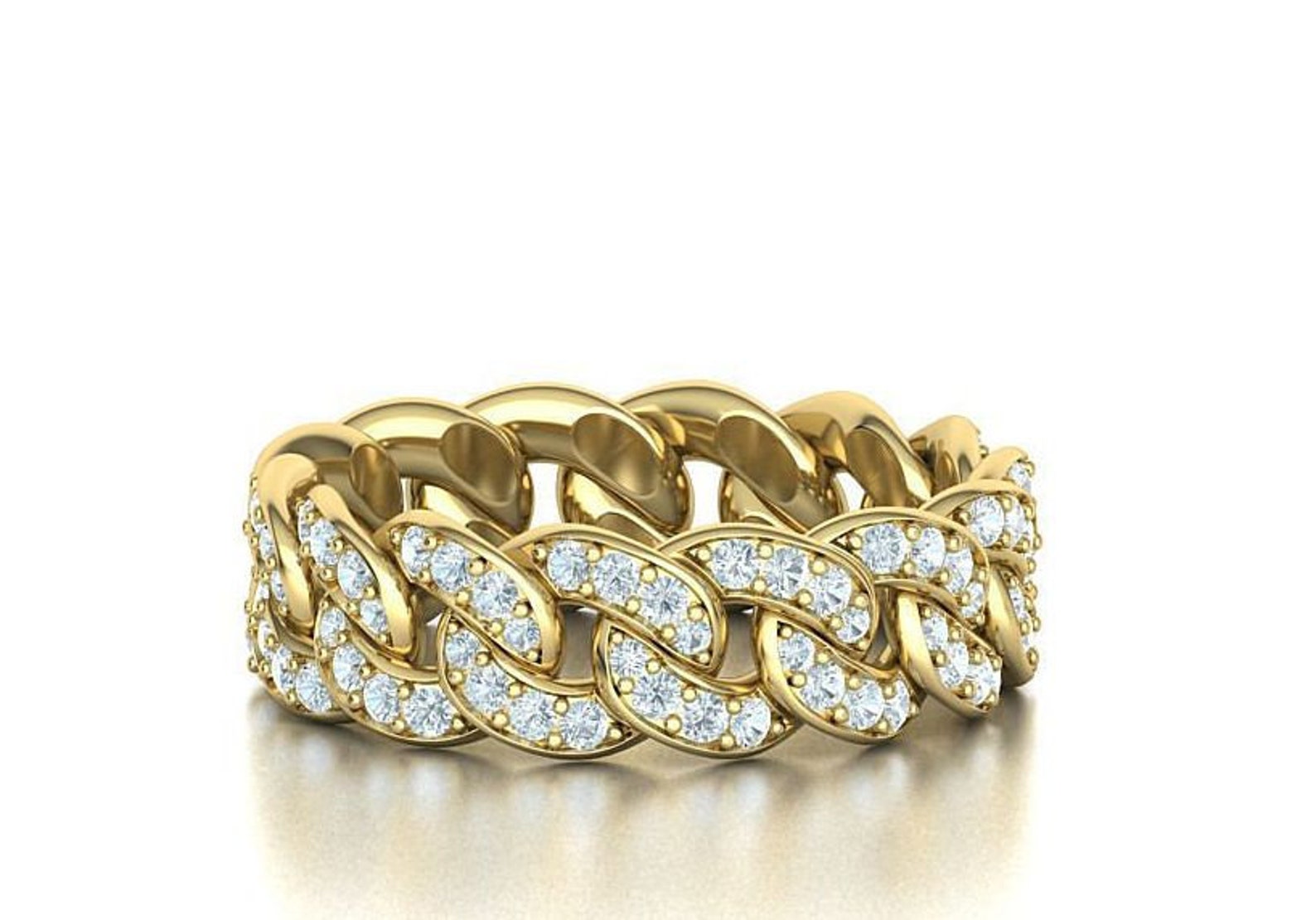 14k gold over diamond Cuban ring Cuban diamond ring jewelry | Etsy