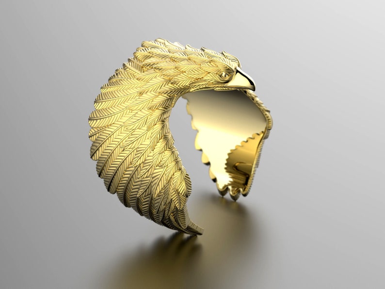 14k Yellow Gold Over Eagle Ring American Eagle Ring Bird - Etsy