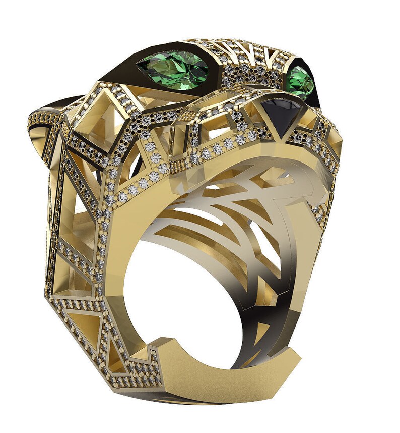 8ct 14k yellow gold over tiger diamond ring men tiger ring | Etsy