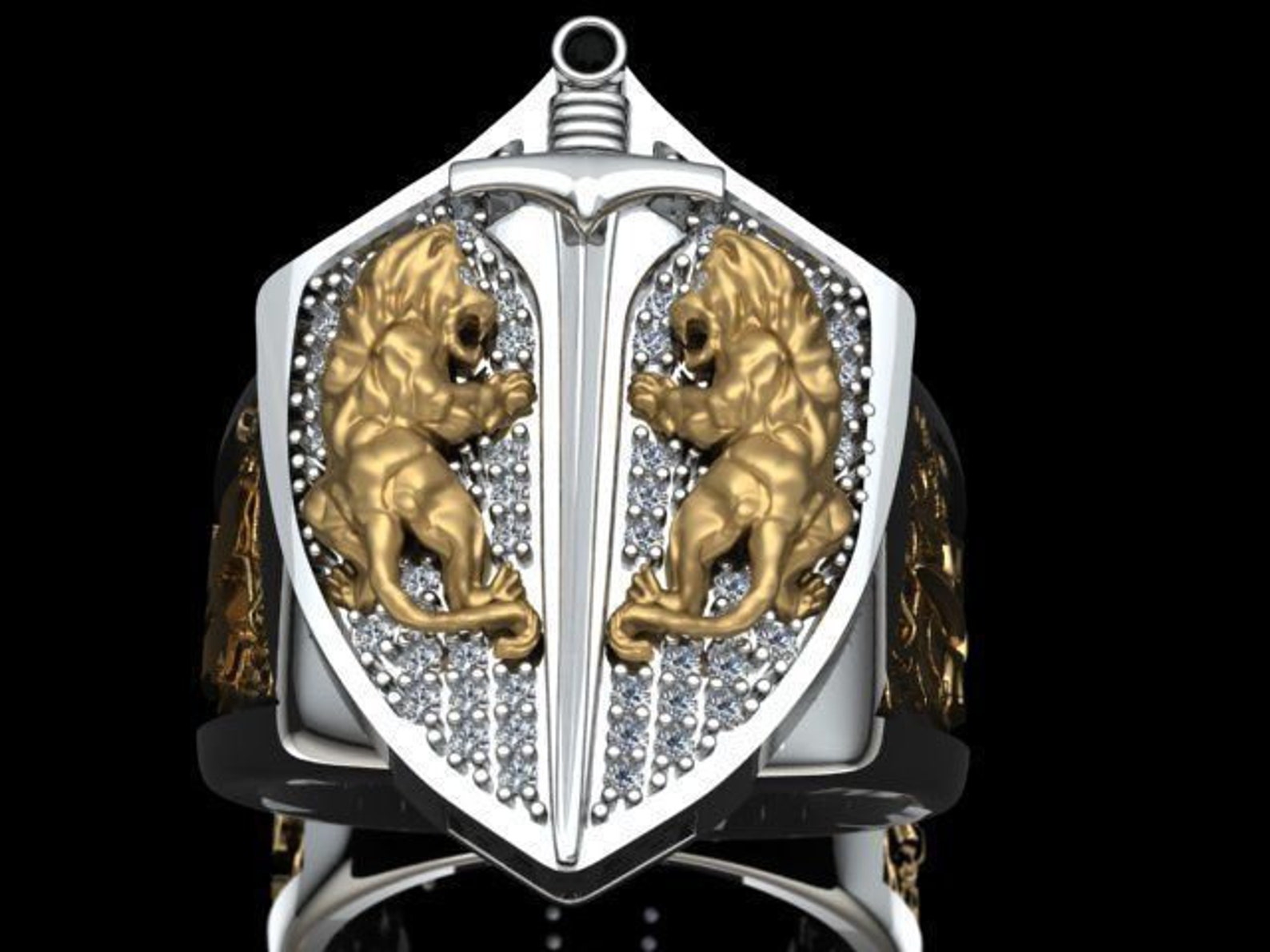 3ct sterling silver lion ring. lion diamond ring men lion | Etsy