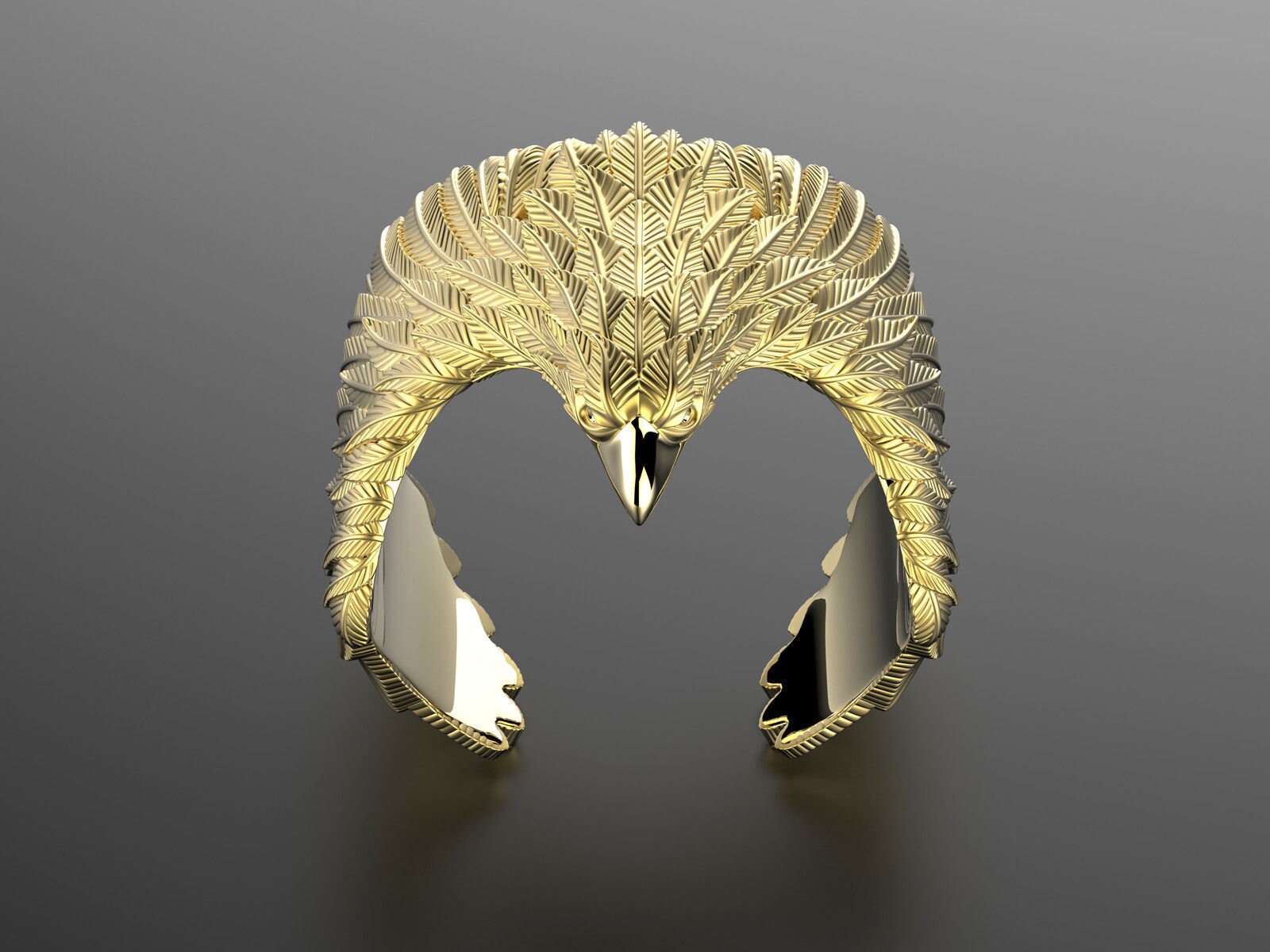 14k Yellow Gold Over Eagle Ring American Eagle Ring Bird | Etsy