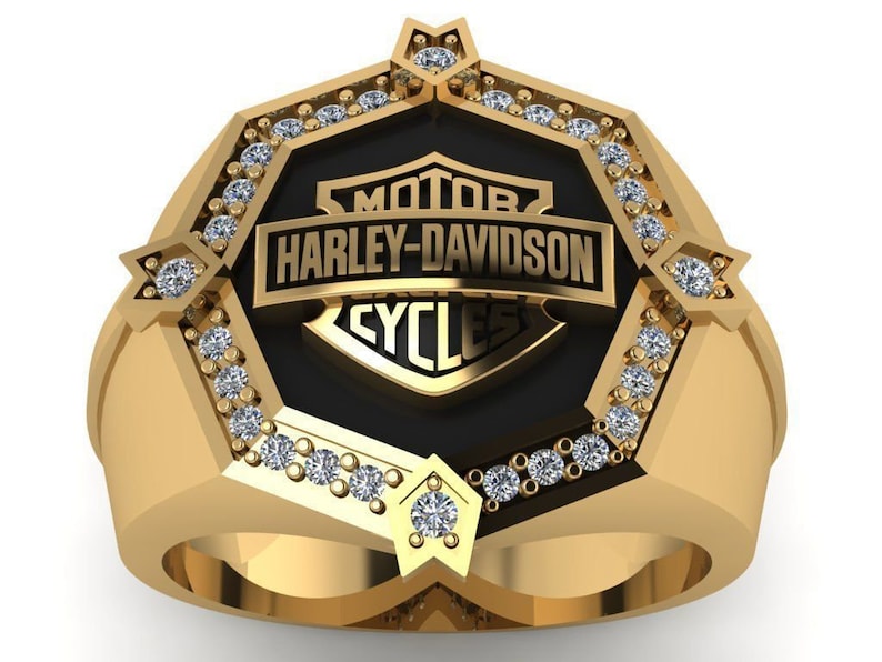 14K Gold Over Harley Davidson Ring Hog Motor Ring Handmade - Etsy