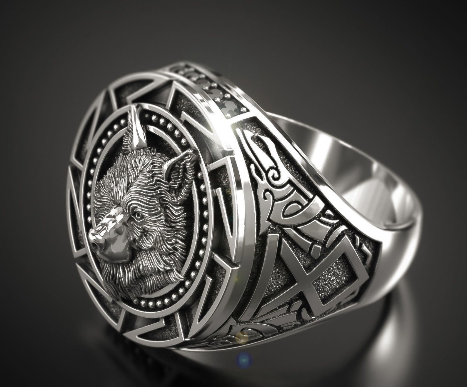 14k gold over wolf ring men wolf ring wolf animal ring wolf | Etsy