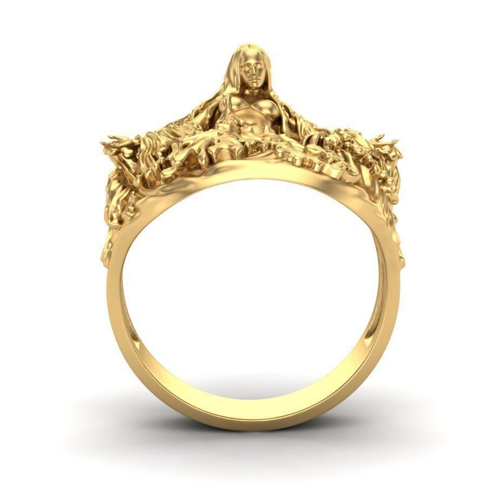 14k Gold Over Sleeping Women Pendant Angle Sleeping Ring - Etsy