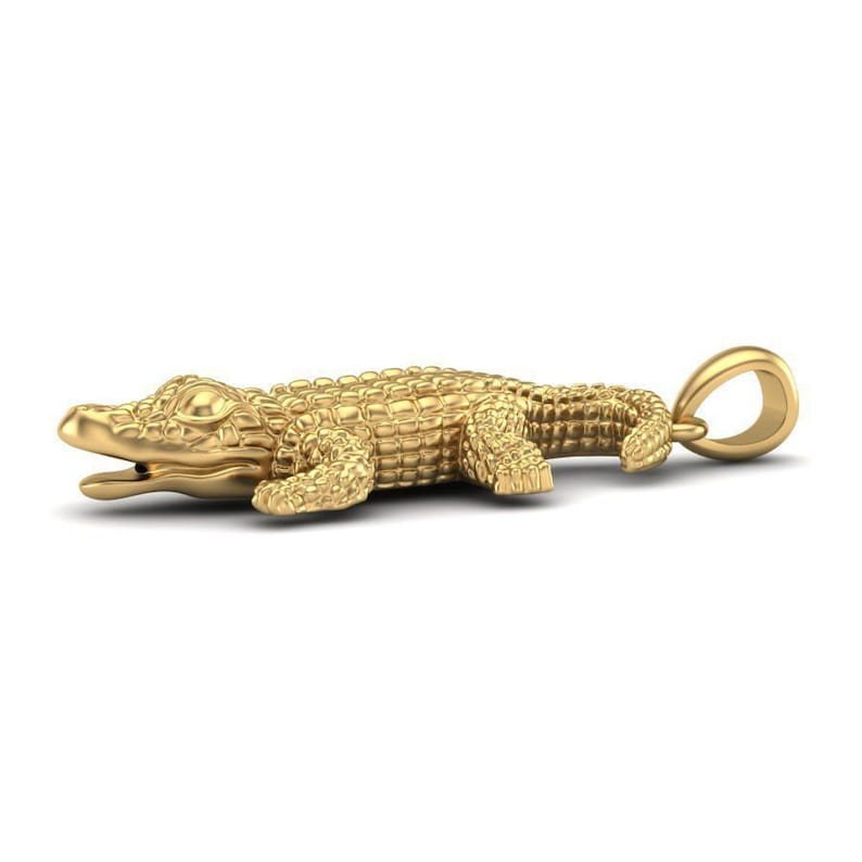 14k Yellow Gold Over Crocodile Pendant Men Crocodile Pendant - Etsy