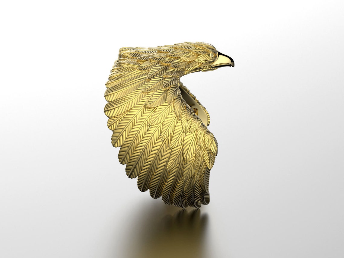 14k Yellow Gold Over Eagle Ring American Eagle Ring Bird | Etsy