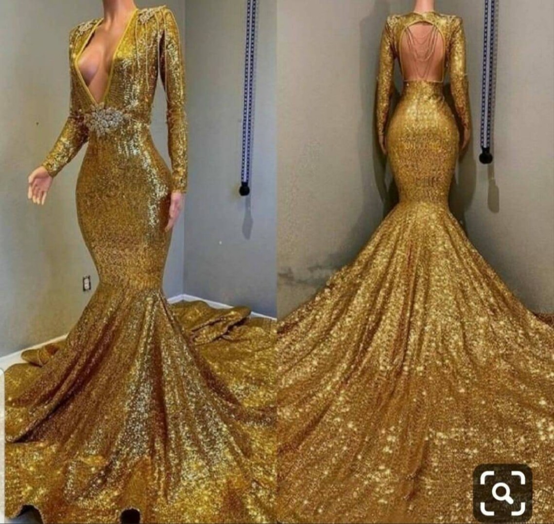 Gold Mermaid Prom Dressavailable in Coloursprom Gowns - Etsy