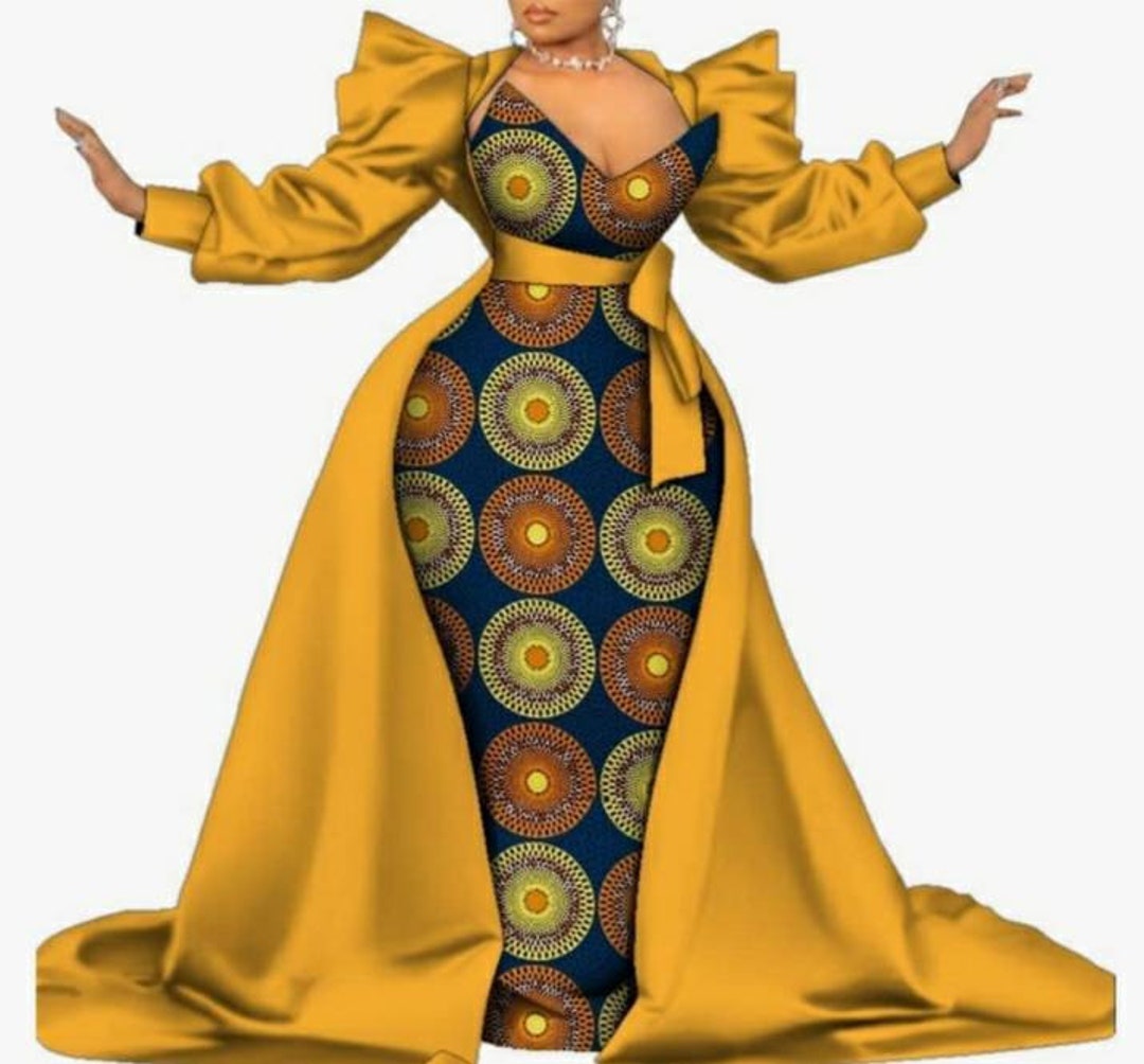 Ankara Party Dress: African Print Straight Gown - Etsy New Zealand