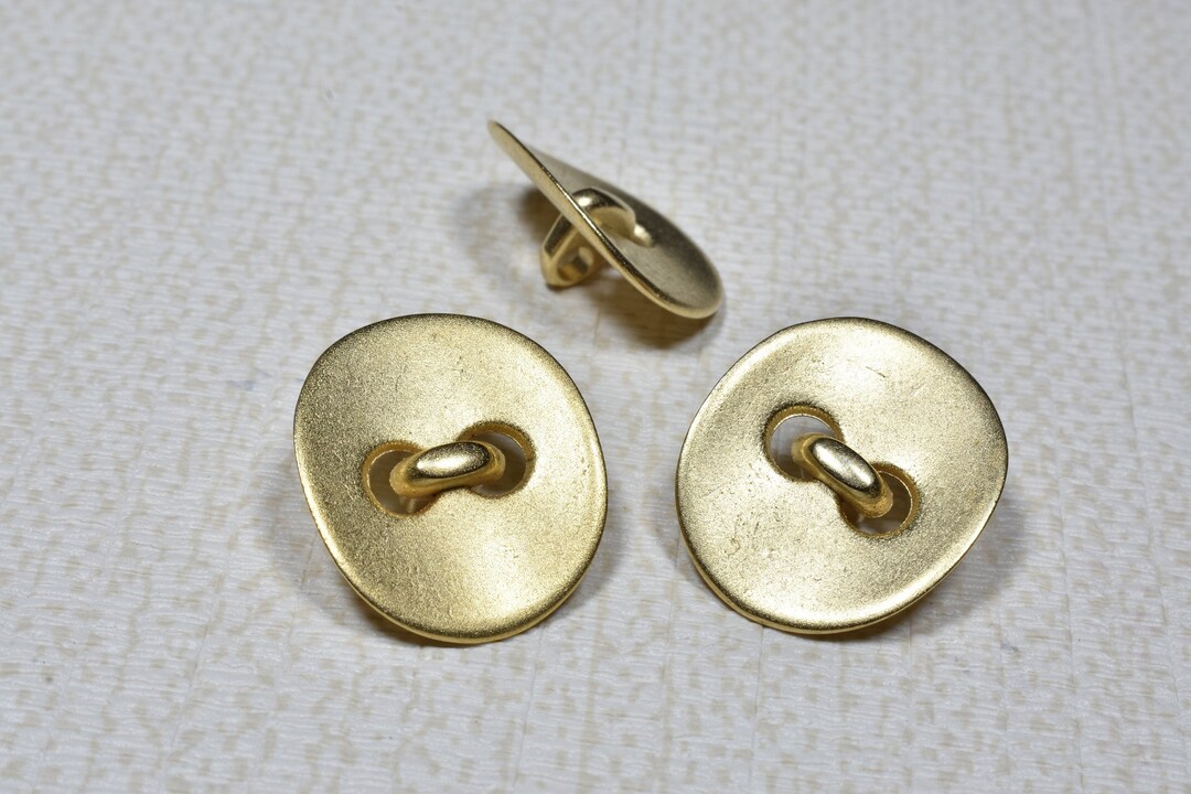 5 , 20x17mm Matte Gold Metal Shank Button, Oval Dish Shaped Curved ...