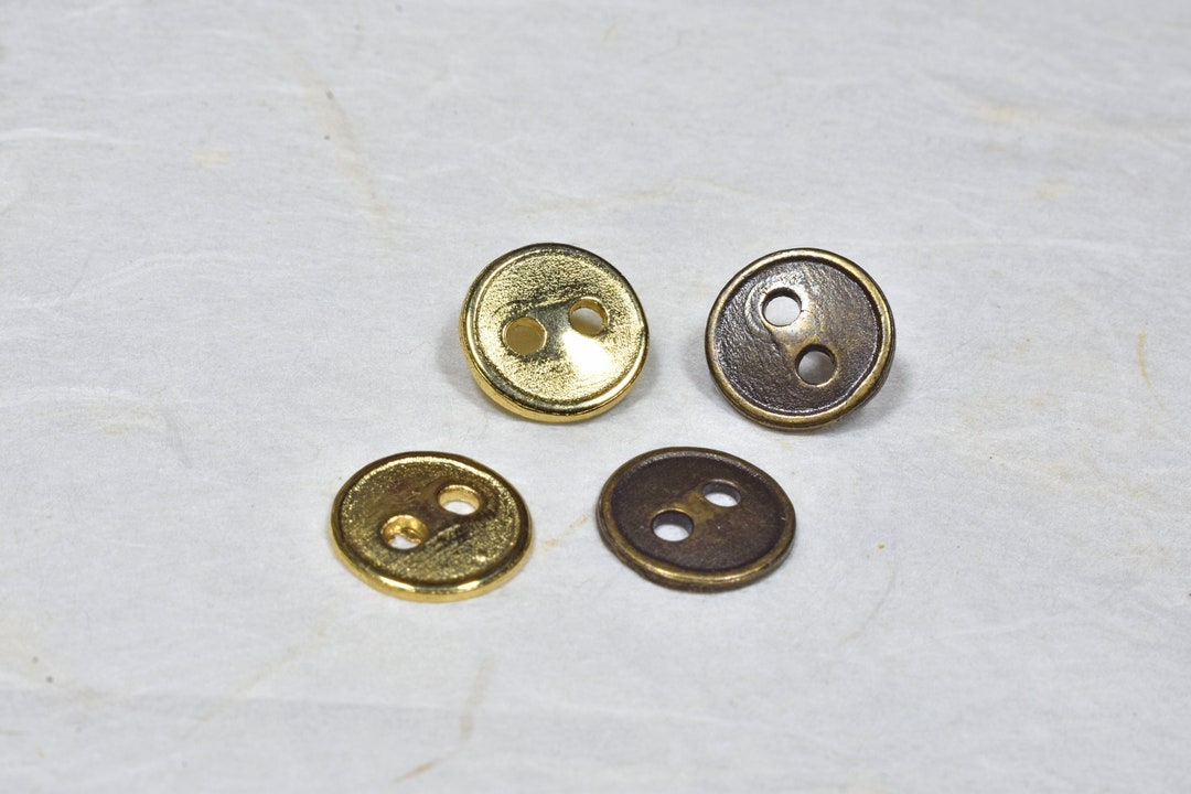 10 , 10mm/16l 2 Hole Metal Buttons, Vintage Style Flat Gold and Antique ...