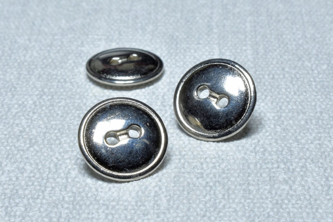 15mm/24l Small 2 Hole Metal Buttons, Shiny Silver Buttons , High ...