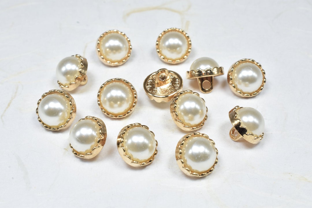 11mm/18l Small Faux Pearl Metal Buttons, Nice Vintage Look Ivory Pearl ...