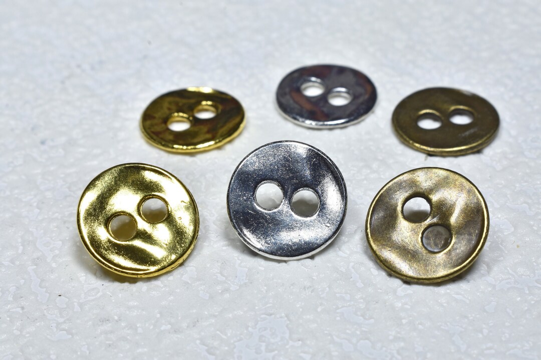 10 ,13mm/20l Textured Metal Buttons, 2 Hole Gold Shirt Buttons, Silver ...