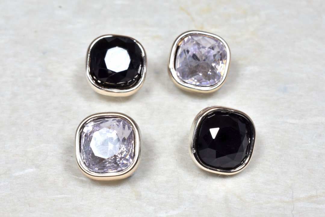 10mm/16l Black Diamond Poly Buttons, Square Faceted Buttons, Small ...