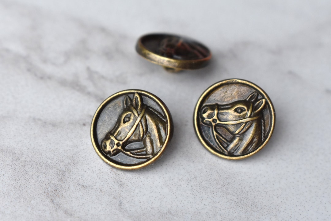 5 , 15mm/24l Antique Bronze Buttons, Beautiful Horse Head Metal Buttons ...