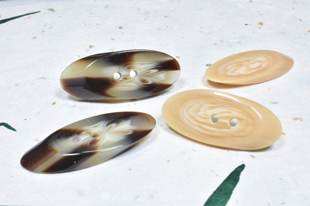 44x18mm/72x28l Large Faux Horn Buttons, Mock Horn Buttons, Brown Cream ...