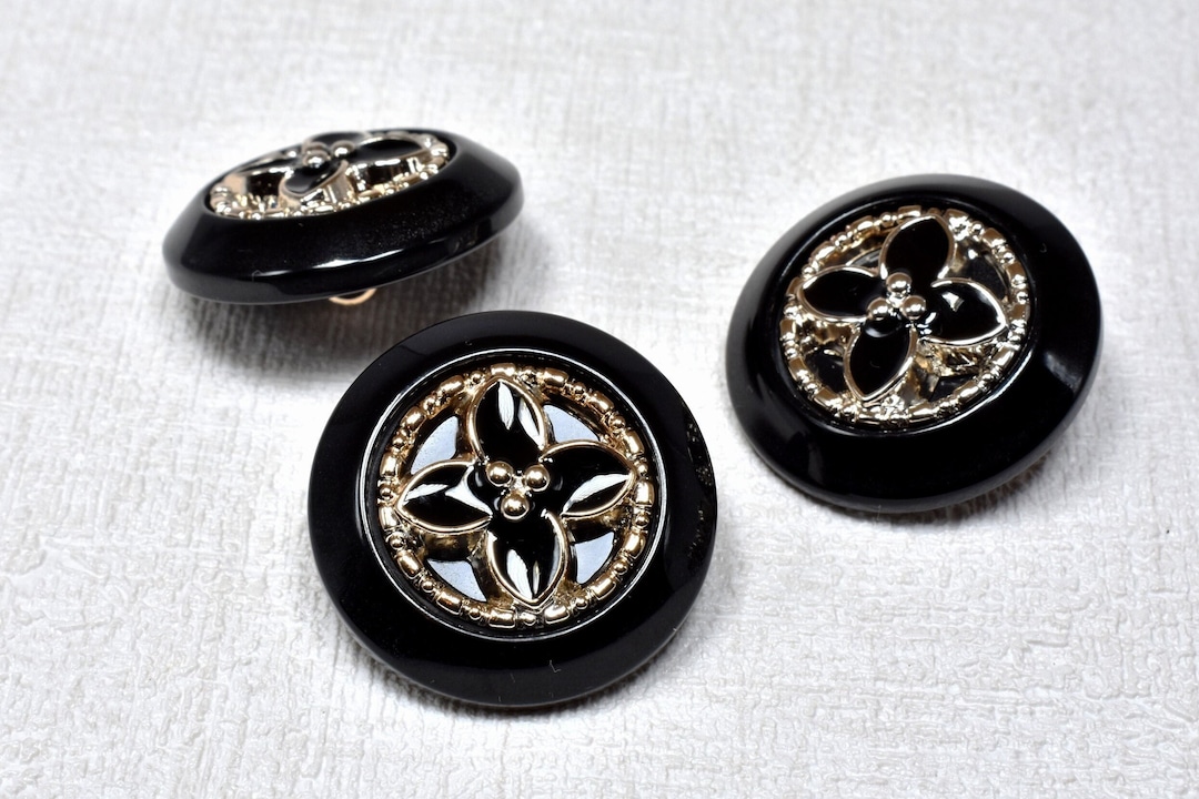 17mm,21mm,25mm Fancy Black Embossed Flower Buttons, High Fashion Shank ...