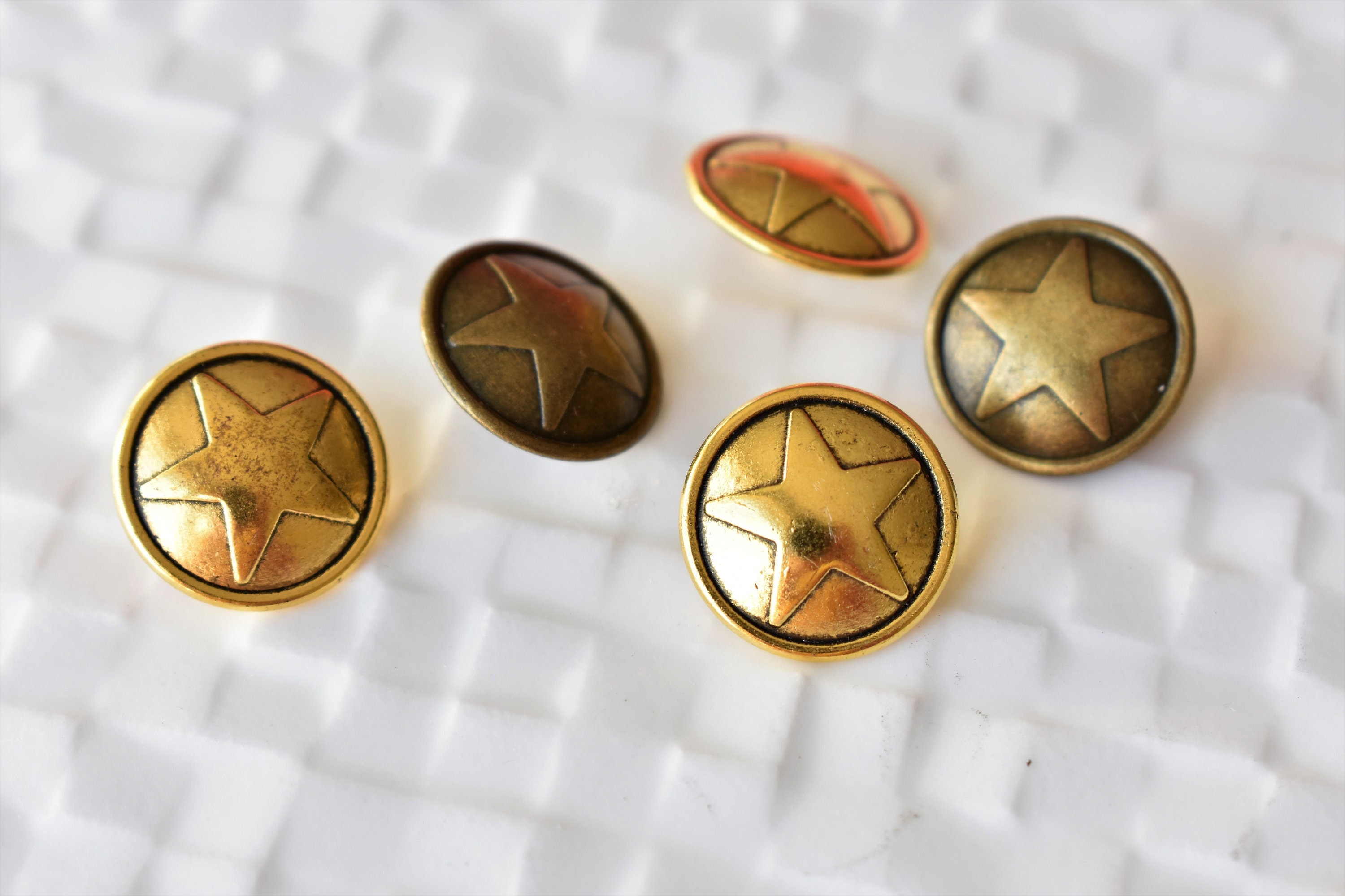 15mm/24l Aged Gold/bronze Star Buttons Small Metal Shank - Etsy